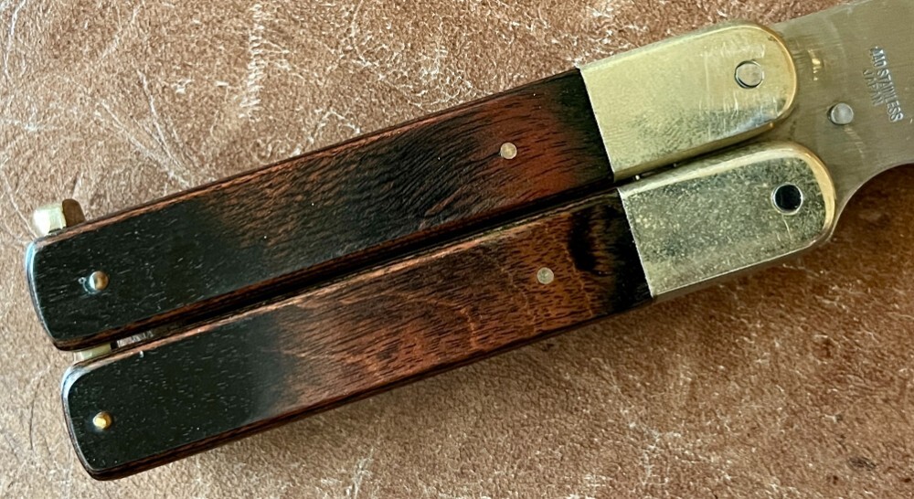 Vintage Fury Mini Balisong aka Butterfly Knife, Mahogany Wood Handle ...