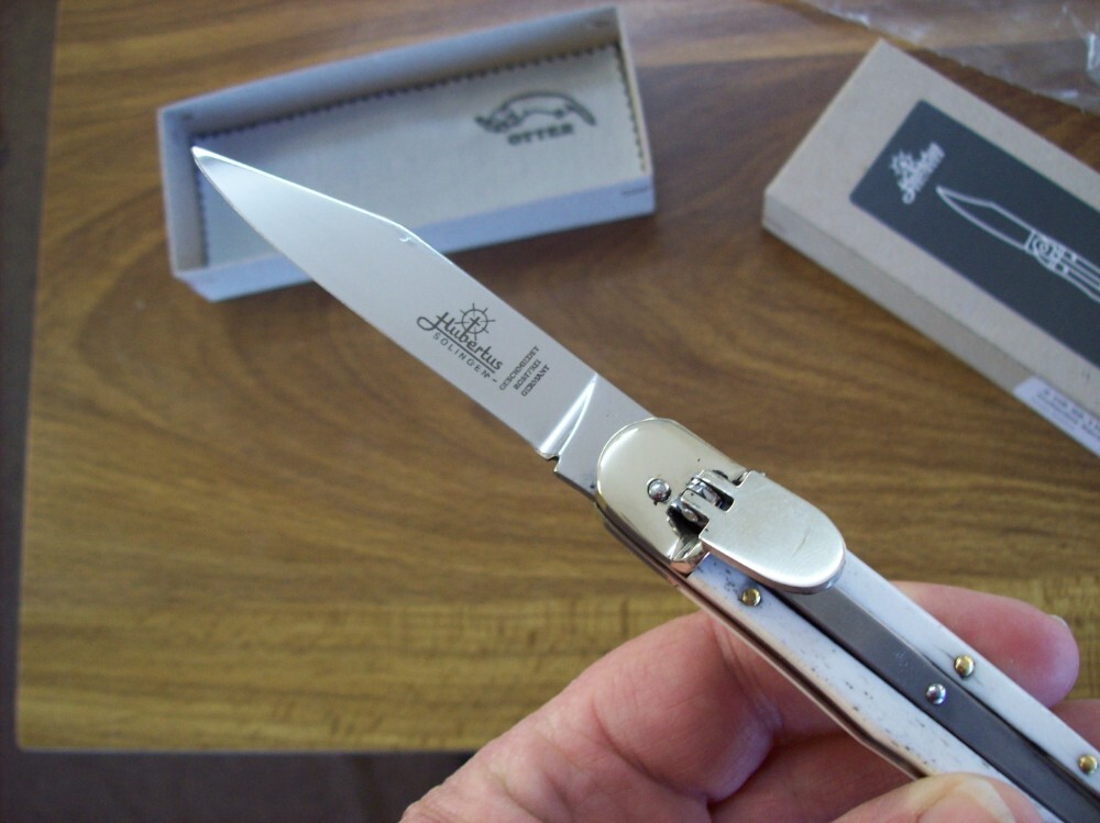 Hubertus Knife Solingen, Germany Size 10 Medium Clip-Point White Bone NIB