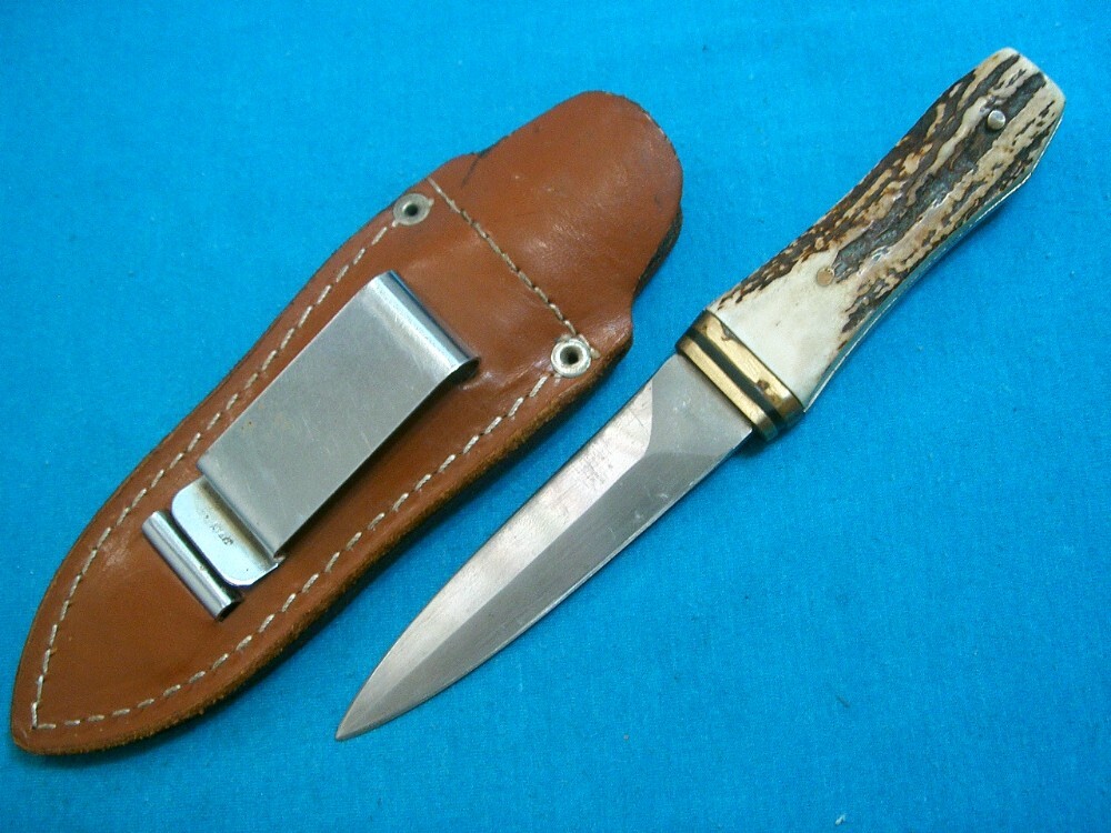 VINTAGE VALOR MIAMI USA JAPAN 436 STAG ANTLER FIXED BLADE DIRK DAGGER ...