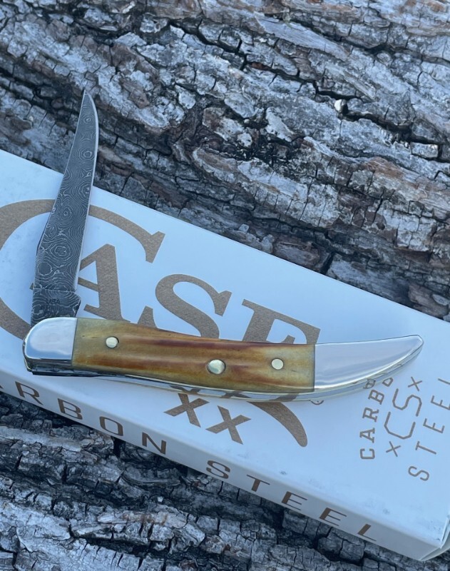 CASE XX ** 2023 BURNT GOLDENROD DAMASCUS SECOND CUT JIG BONE SMALL ...