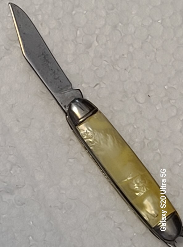 RARE! VINTAGE USA TINY KNIFE TIN CAP KEY RING FOB POCKET KNIFE