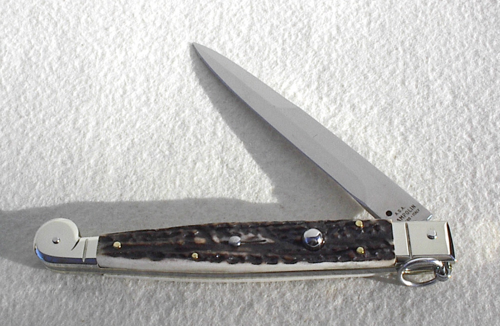 AGA CAMPOLIN 12" AUTO ITALIAN SICILIANO FIGHTING KNIFE GENUINE STAG 4 ...