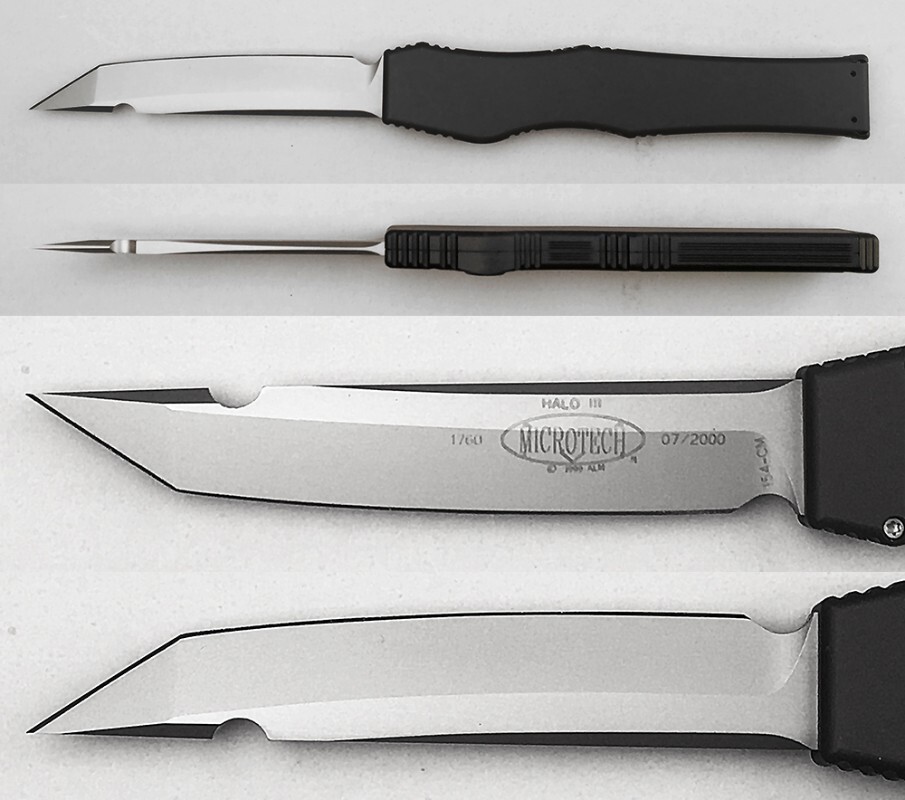 Microtech HALO III w/ plain-edge blade, vintage collector-grade knife, New In Box, flawless, c.2000