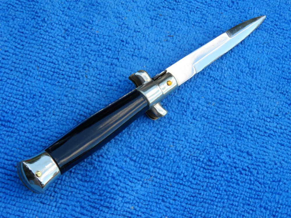 5-1/2" Black Shell wrap Coricama Picklock Stiletto knife-super rare stamp