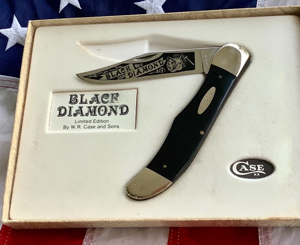 1984 Case xx Folding Hunter “Black Diamond” (2165 SS) Black Synthetic ...