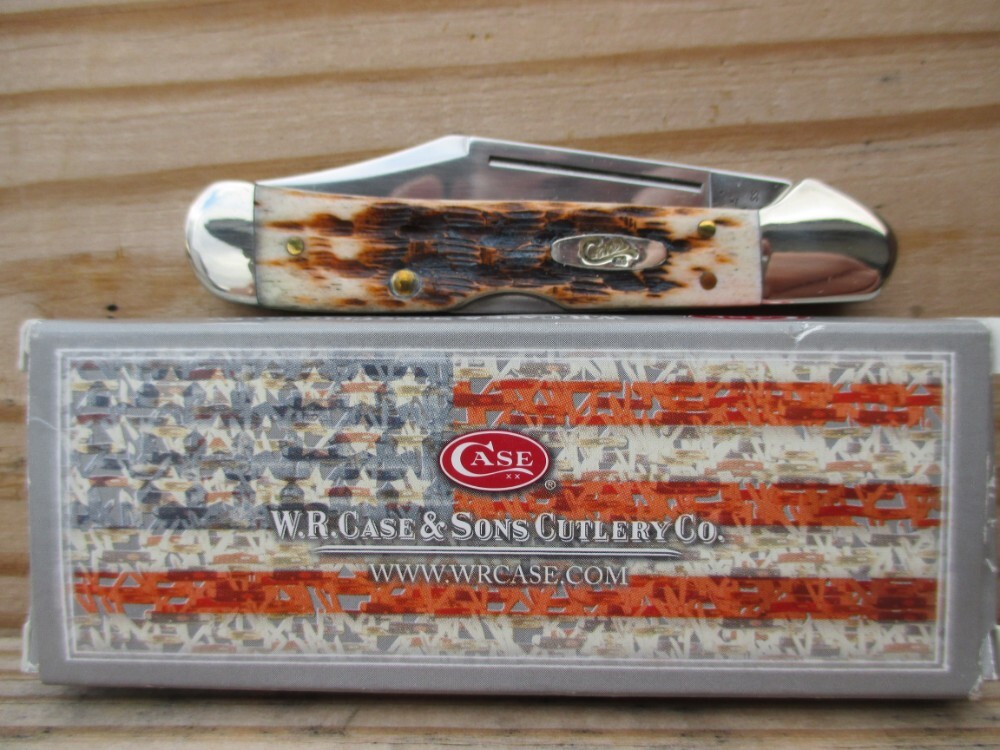 Case XX Amber Jigged Bone Mini Copperlock lockback knife