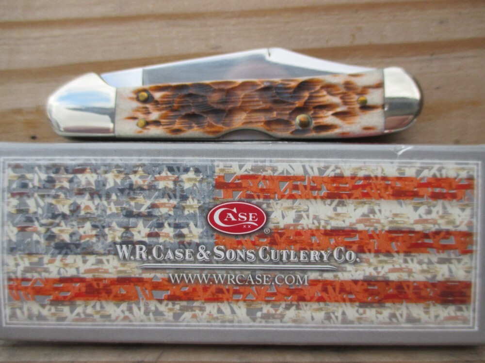 Case XX Amber Jigged Bone Mini Copperlock lockback knife