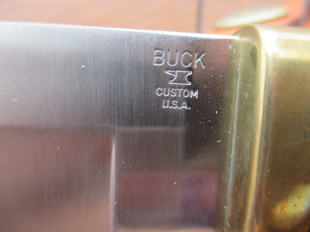 Buck Custom Vanguard With Burl Wood Handles, Elk Cutout