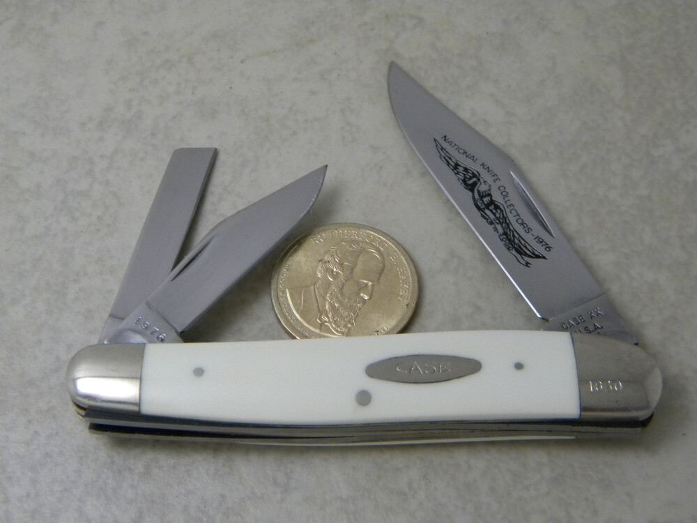 Case XX USA 4380 White Large Whittler Knife 1976 NKCA Club Knife