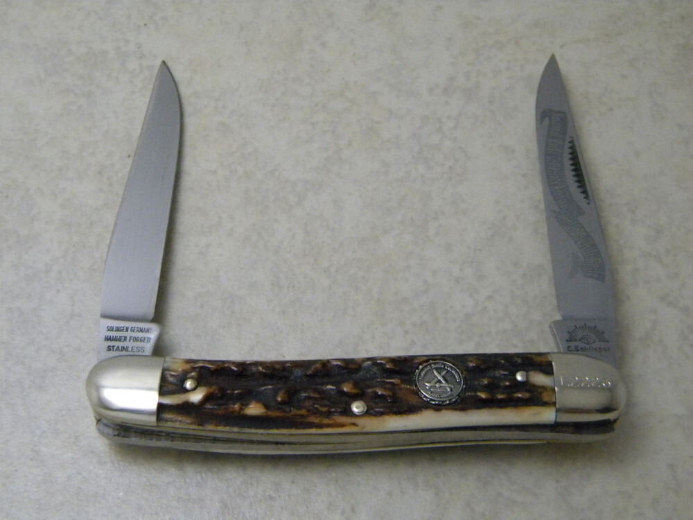 C. Schlieper Germany Stag Muskrat German Eye Knife 1995 NKCA Club Knife