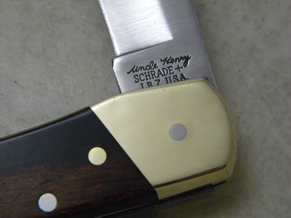 Schrade + USA LB7 Folding Hunter Bear Paw Knife w/Leather Pouch NIB