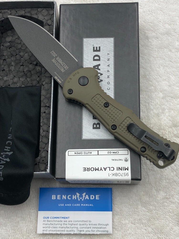 Benchmade Prototype 9570BK-1 Mini Claymore Push Button Auto With ...