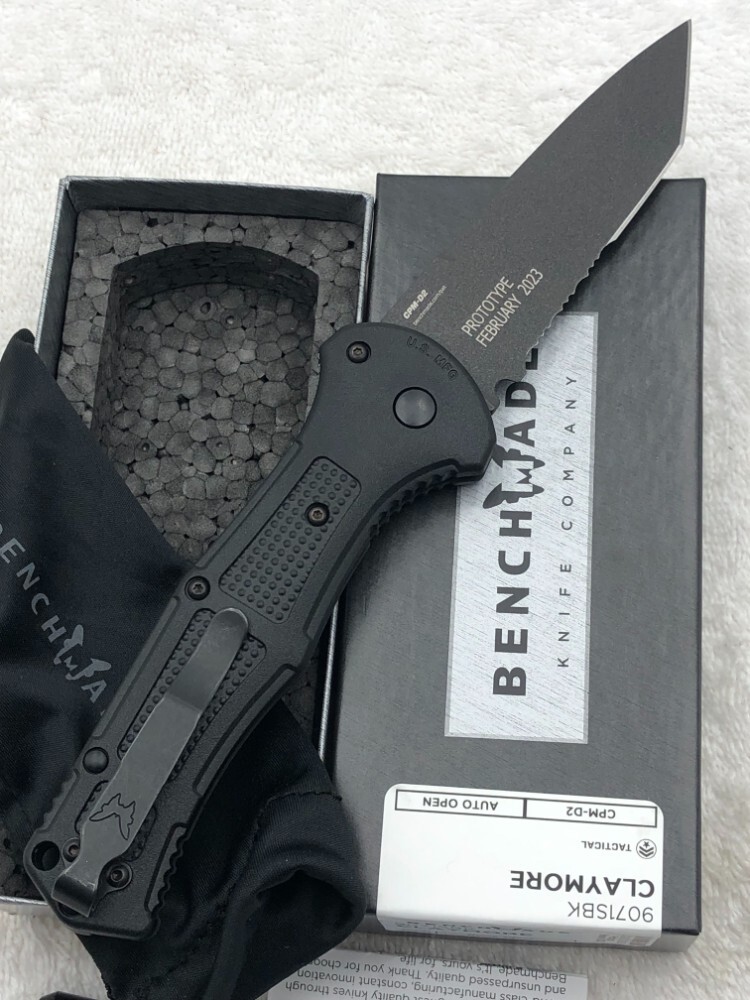 Benchmade Prototype 9071SBK Claymore Push Button Auto With Integrated ...