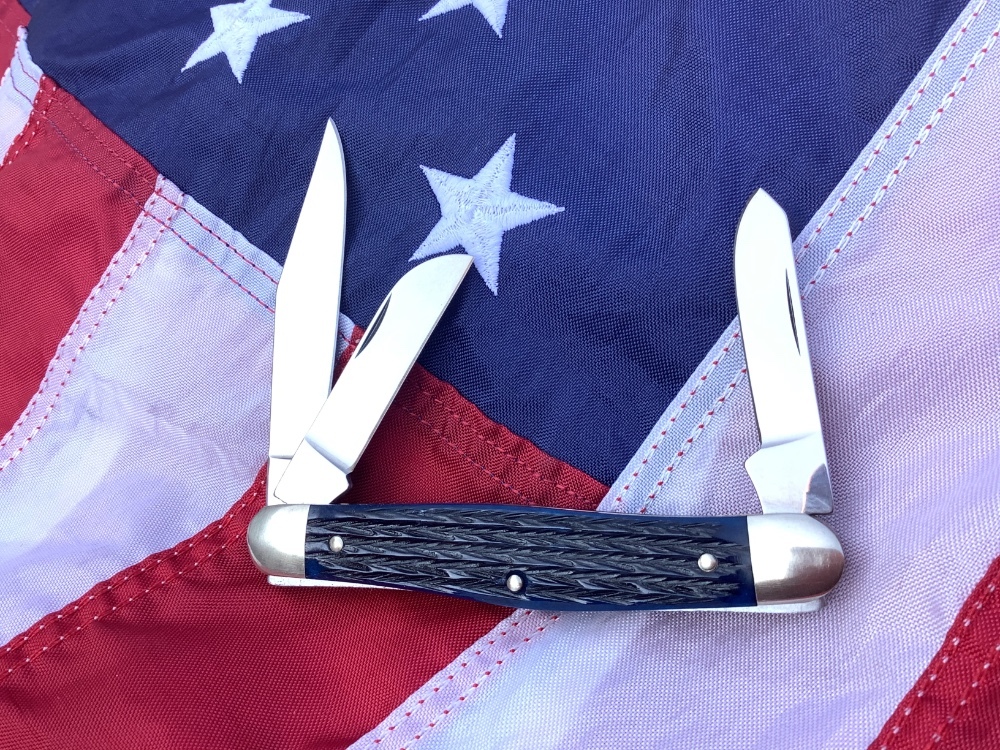 J A Henckels 4 Blade Stockman Pocket Knife w/ Beautiful Green Bone ...