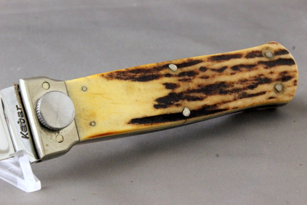 KABAR KNIFE/AXE COMBO, Stag Handles, 1952-1969, Original Leather Sheath