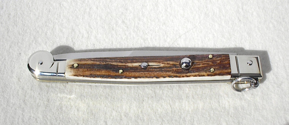 NEW AGA CAMPOLIN 12" AUTO ITALIAN SICILIANO FIGHTING KNIFE GENUINE STAG ...