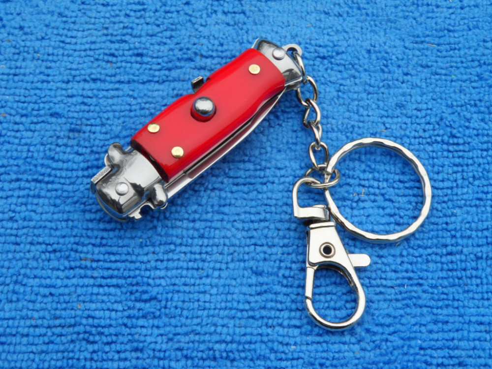 New 3-3/4" Wasp Body Red handle Stiletto keychain Switchblade Knife III