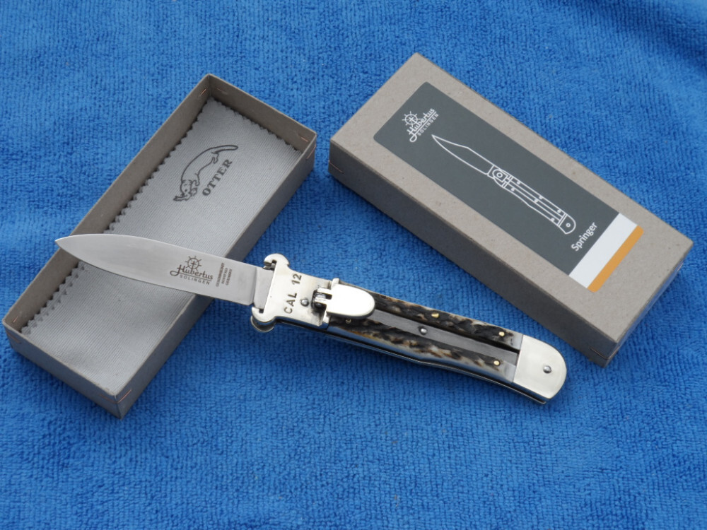 7-3/4" Hubertus "Springer" leverlock Shell-Puller automatic knife (68. ...