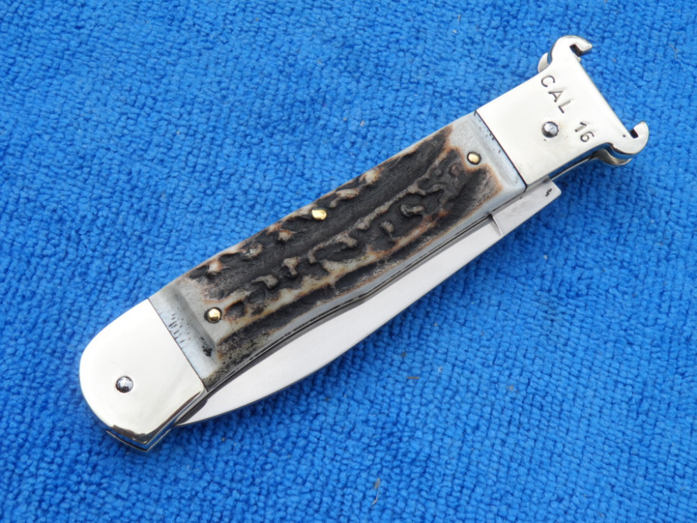 7-3/4" Hubertus "Springer" leverlock Shell-Puller automatic knife (68. ...