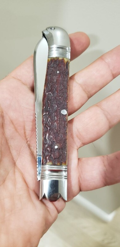 4 1/2" Custom Handmade Bird's Head Bolster Knife, Hammer forged