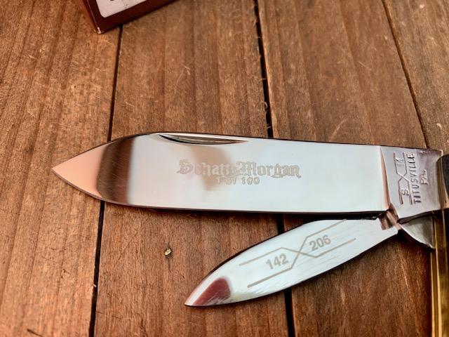 Schatt and Morgan Easy Open Tear Drop Jack Buffalo Horn Pearl Shield