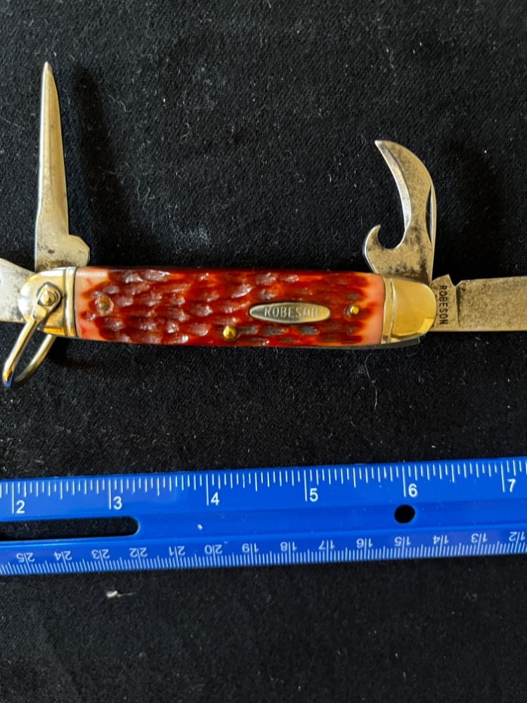 Vintage Robeson Scout Camp Jack Knife W/Strawberry Red Jigged Bone ...