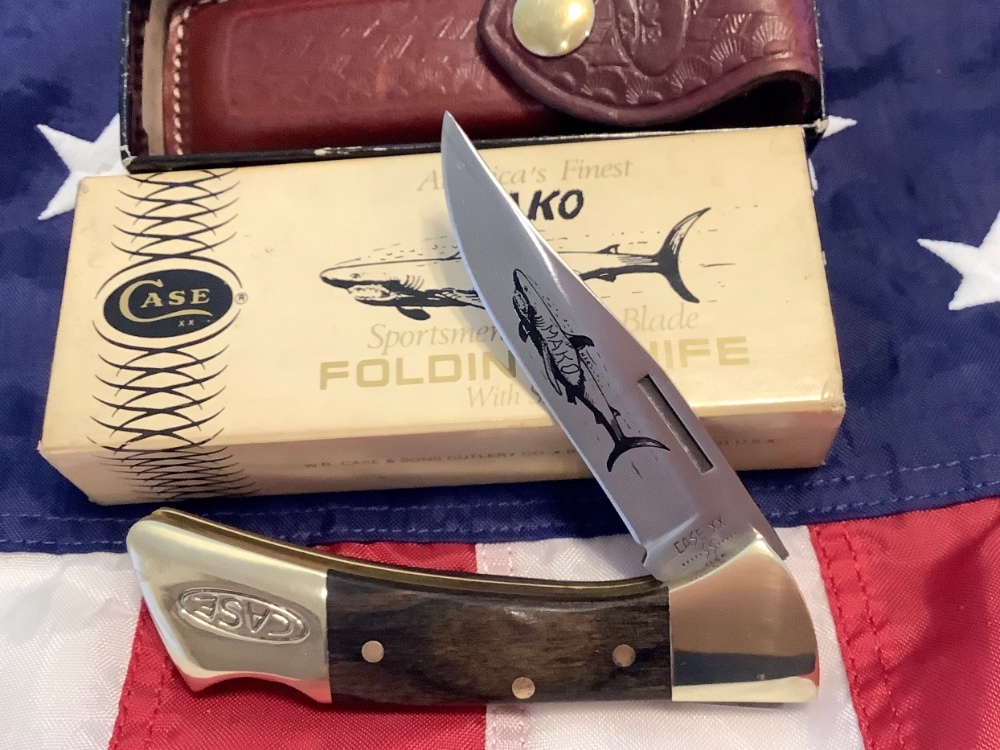 1980 Case xx Mako Shark Folding Hunter w/ Pretty Wood Handles (P158 ...