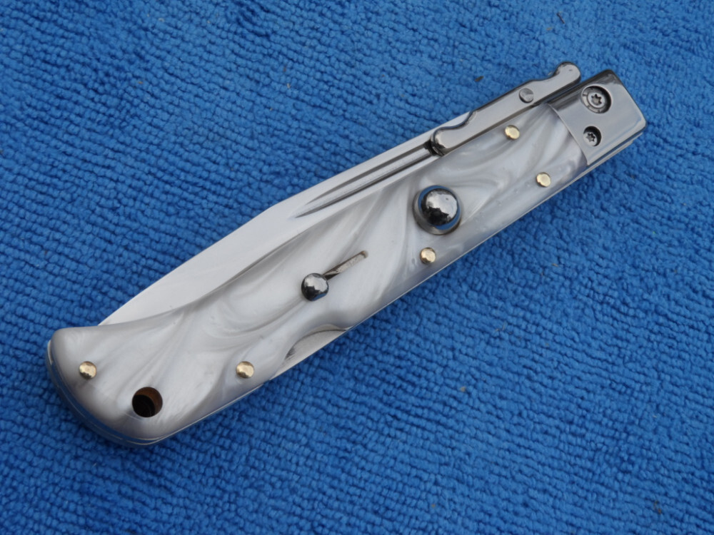 9" Roma style Swinguard switchblade knife-Pearl handles