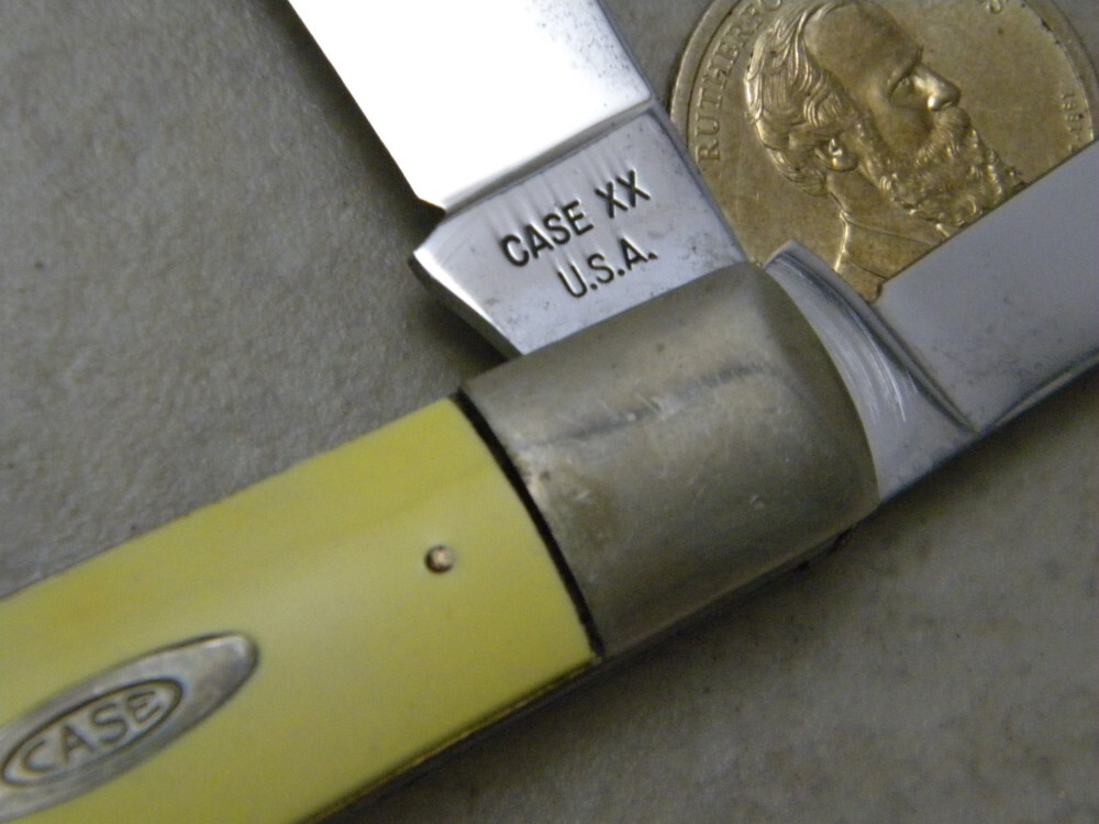 *RARE* Case XX USA 3299 1/2 Flat Yellow Railsplitter Jack Knife 1965-69