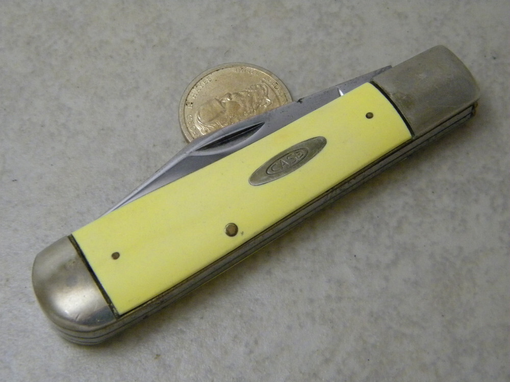 *RARE* Case XX USA 3299 1/2 Flat Yellow Railsplitter Jack Knife 1965-69