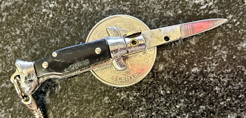 Miniature Keychain Switchblade Knife, Taiwan, 2.75 Inch Fishtail Style ...