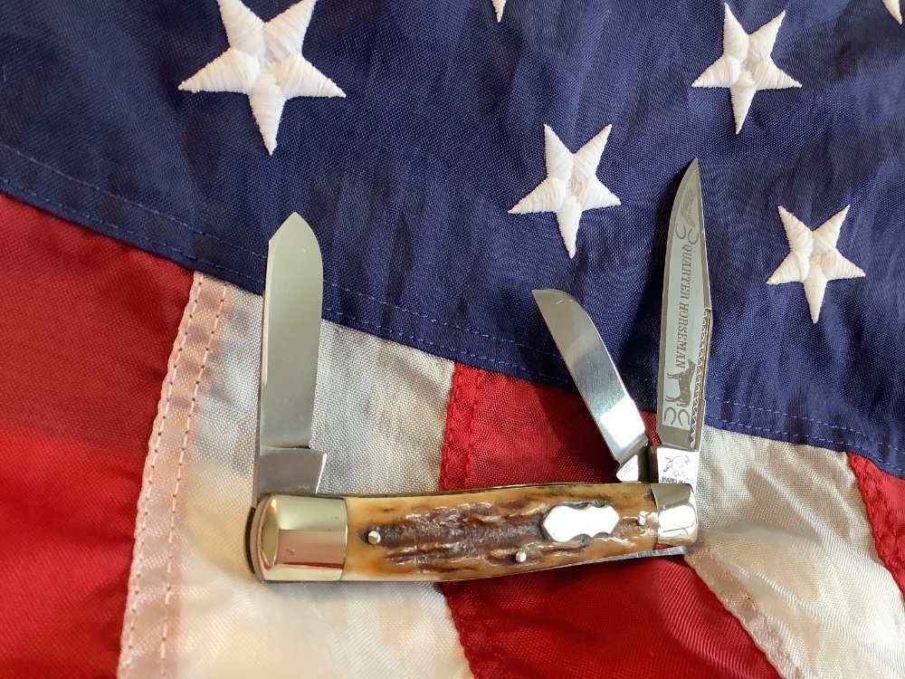 Vintage Bulldog Brand Stockman w/ Quarter Horseman Blade Etch w/ Sweet ...