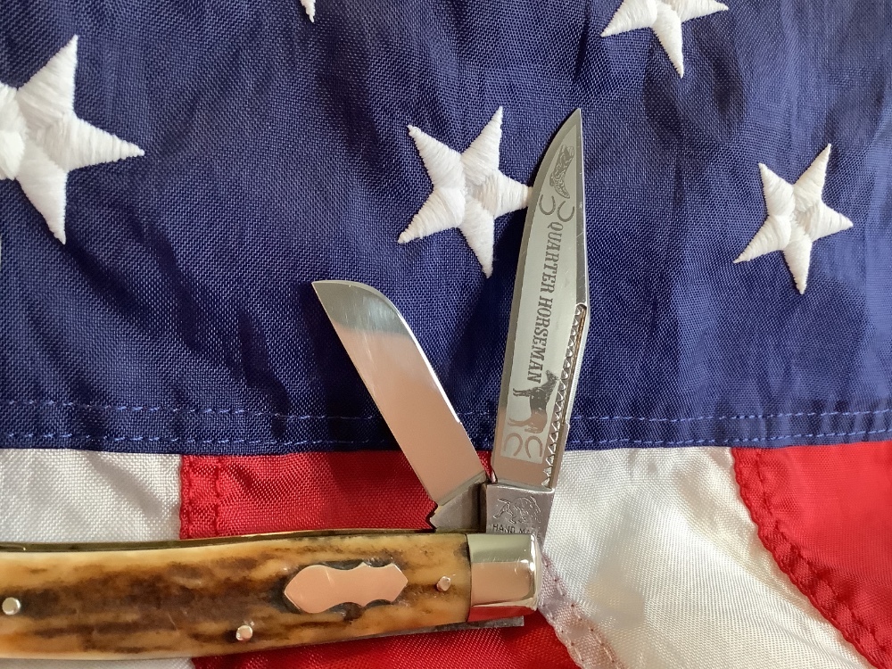 Vintage Bulldog Brand Stockman w/ Quarter Horseman Blade Etch w/ Sweet ...