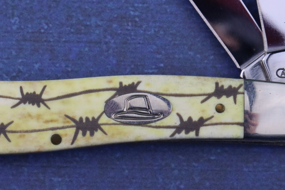 2009 CASE XX 6240SS APPALOSA BONE BARBWIRE ETCHED COWBOY HAT SHIELD