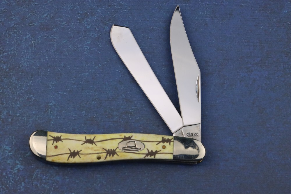 2009 CASE XX 6240SS APPALOSA BONE BARBWIRE ETCHED COWBOY HAT SHIELD