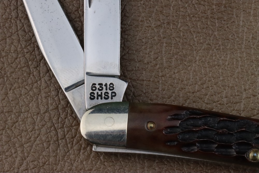 1987 CASE XX 6318SS GREEN JIGGED BONE STOCKMAN BIG SHIELD