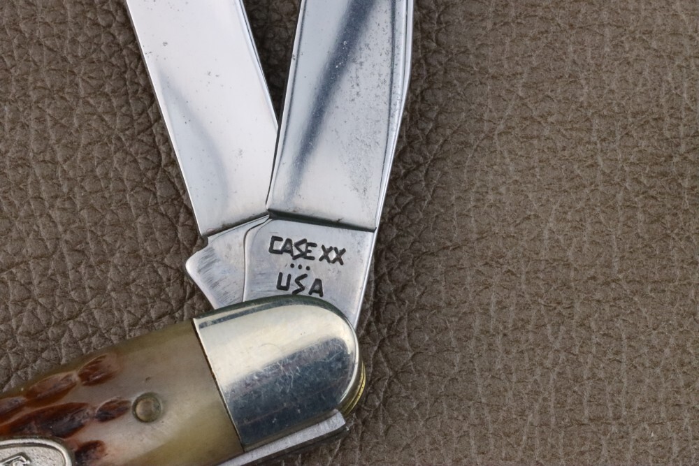 1987 CASE XX 6318SS GREEN JIGGED BONE STOCKMAN BIG SHIELD