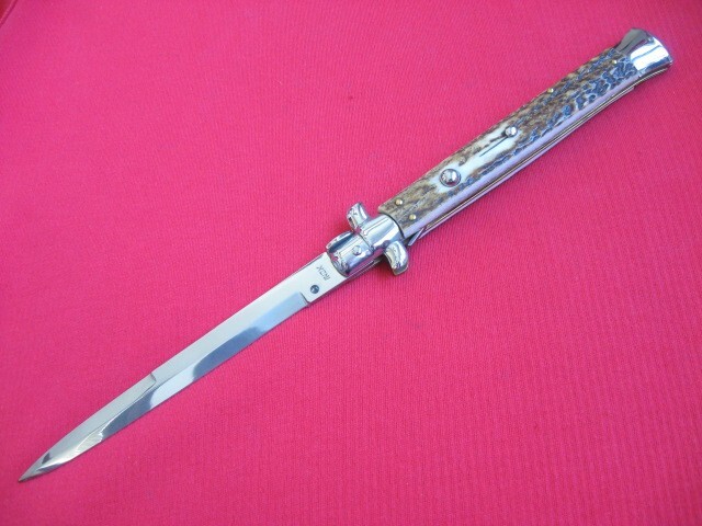 New Old Stock "INOX" 13 Inch Stag ITALIAN STILETTO Switchblade Knife