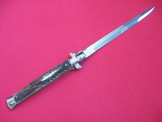 New Old Stock "INOX" 13 Inch Stag ITALIAN STILETTO Switchblade Knife