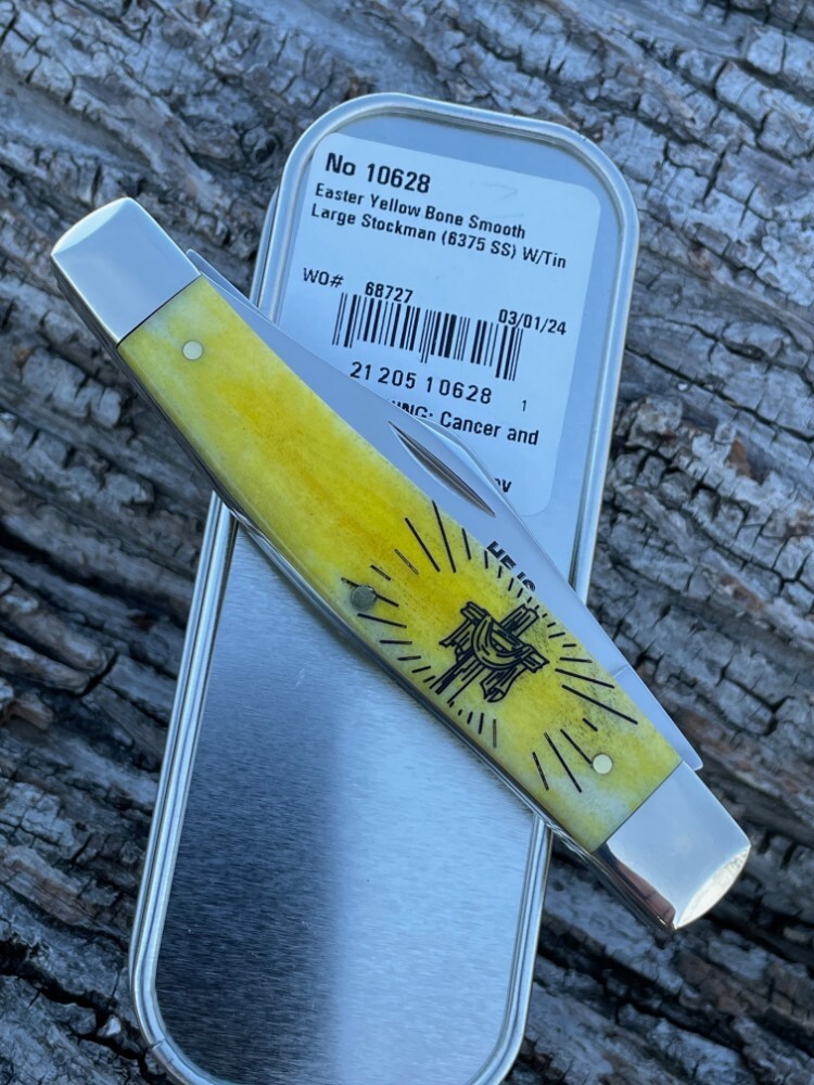 CASE XX ** 2024 EASTER "HE IS RISEN" YELLOW BONE LARGE 75 STOCKMAN ADE ...