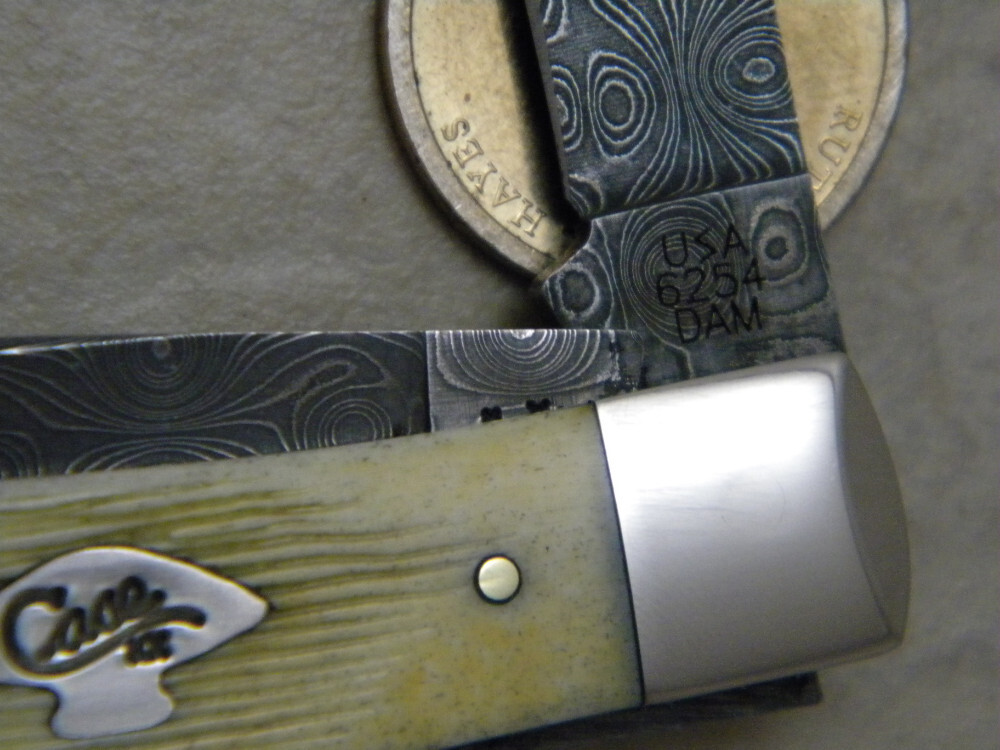 Case XX USA 2015 Raindrop Damascus 6254 DAM Barn Board Trapper Knife