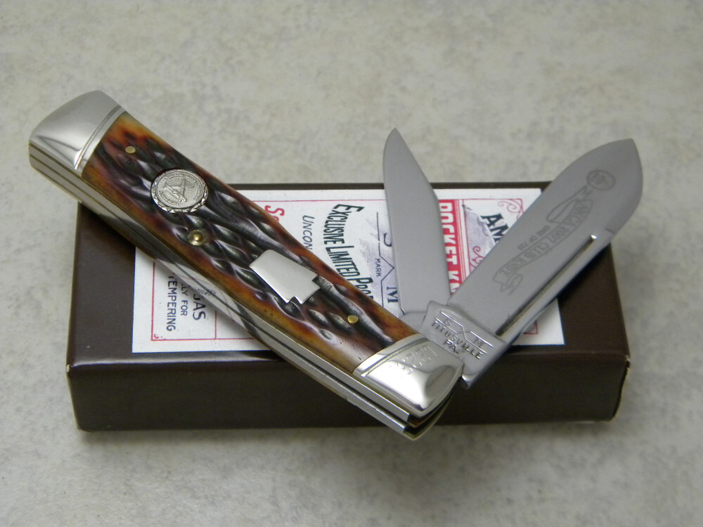 Schatt & Morgan Queen USA Bone 2007 Gunstock NKCA Club Knife NIB