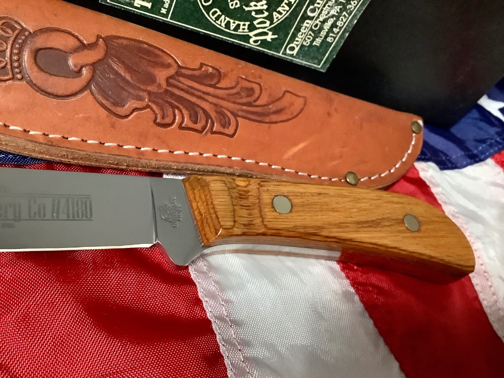 Queen Fixed Blade 4180 Knife w/ Attractive Fancy Wood Handles -NOS
