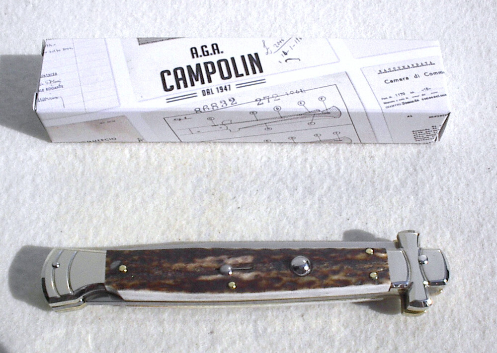 NEW A.G.A. 11" CAMPOLIN AUTOMATIC MALTESE GENUINE STAG MODIFIED BAYONET ...
