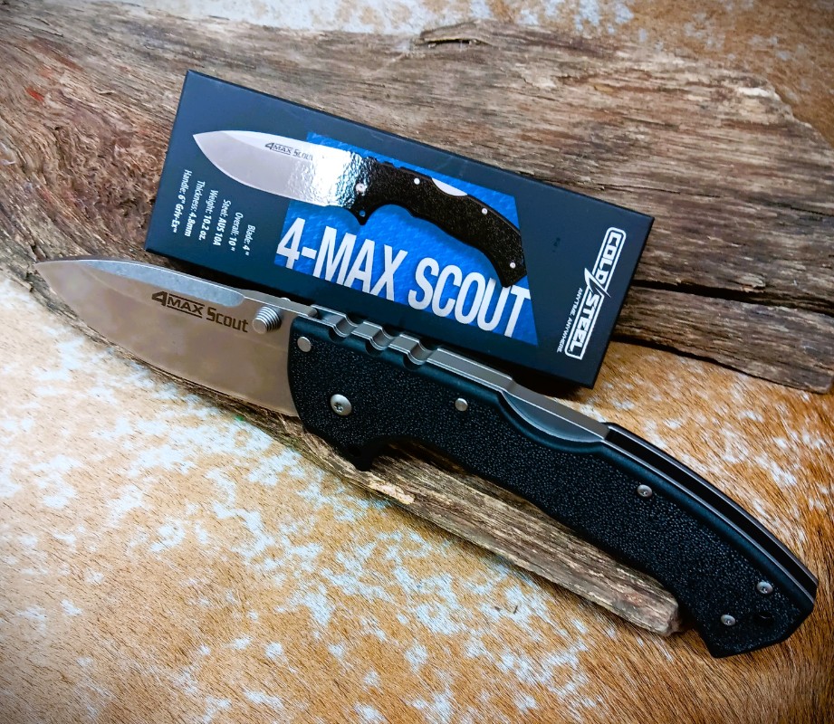 Cold Steel 4-Max Scout Tri-Ad Lock Folding Knife AUS10A Drop Point ...