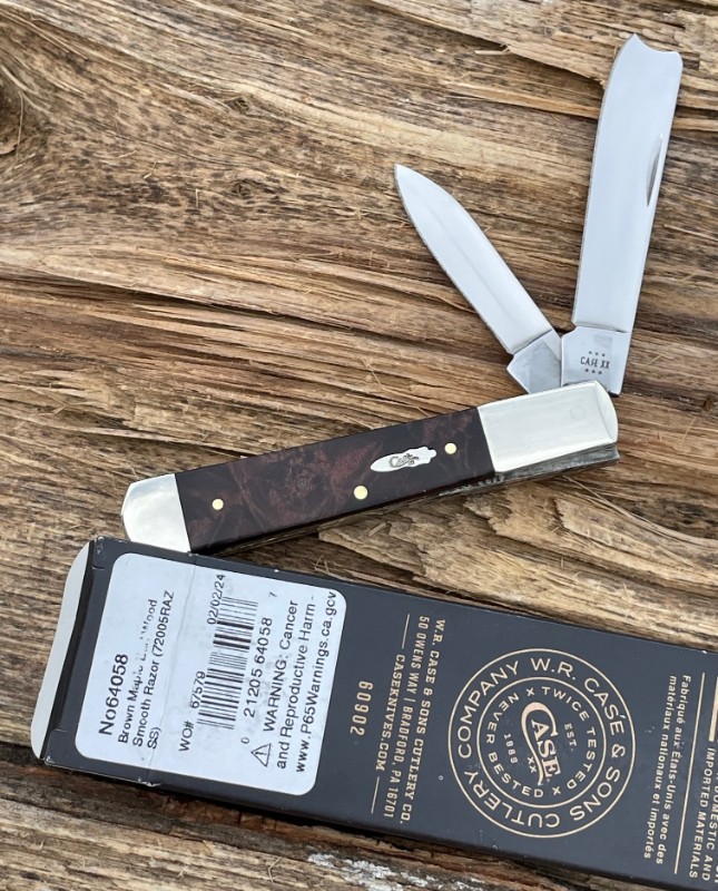 CASE XX ** 2024 BROWN MAPLE BURL WOOD RAZOR