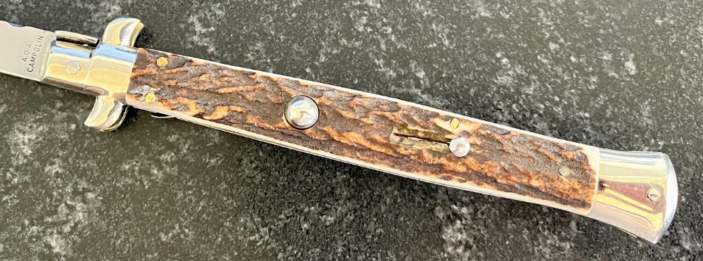 AGA Campolin 2003 Stag Picklock Stiletto 13 Inch Switchblade Knife By ...