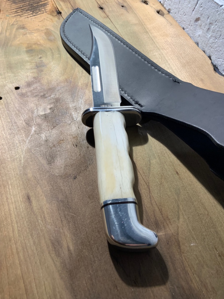 Buck USA 119 White Bone Handles