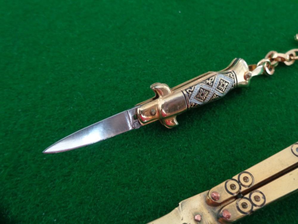 Miniature Philippine Brass Balisong Butterfly DOUBLE EDGE Dagger Blade ...