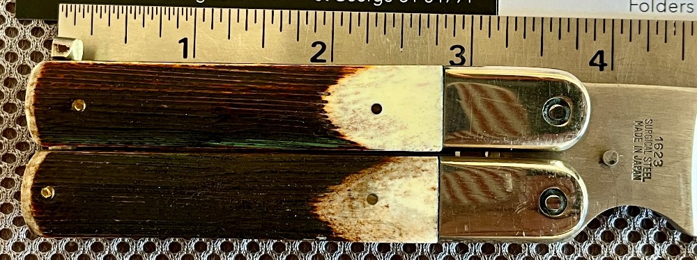 Vintage Parker Mini Balisong Butterfly Knife, Improved Elk Horn Handle ...